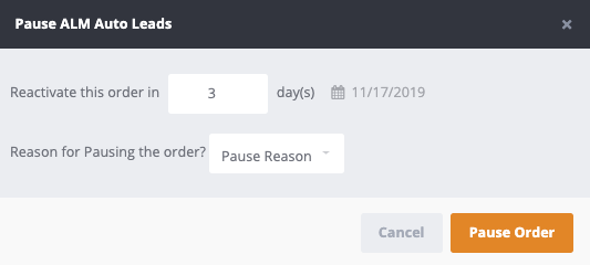 How do I pause an order? – Allstate Lead Marketplace
